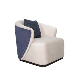 Drayton 1 Seater Fabric Sofa - Light Grey / Blue